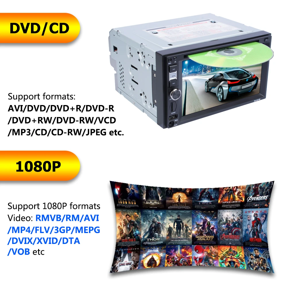 2 Din Car Dvd Stereo Multimedia Universal Player With Bt/sd/usb - Buy 2 ...