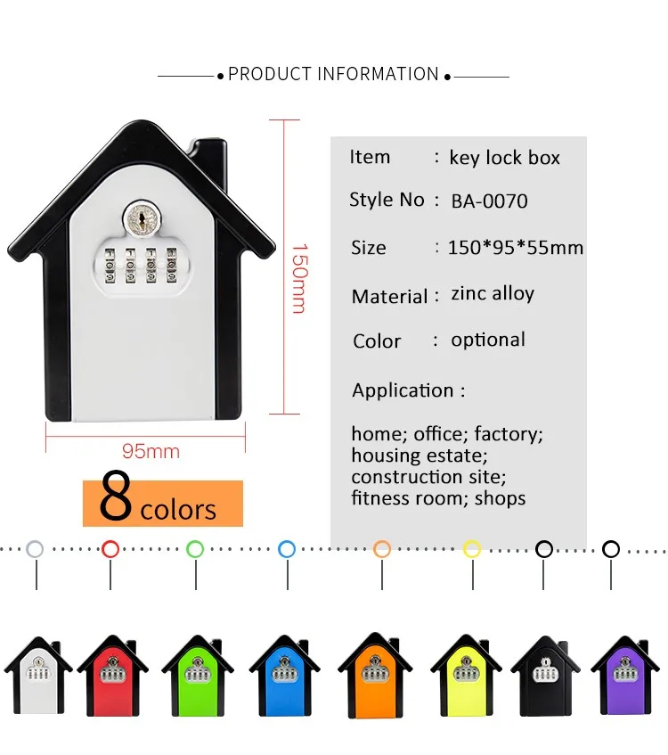 4 Digit Wall Mounted House Key Safe Storage Lock Box For Airbnb Outdoor ...