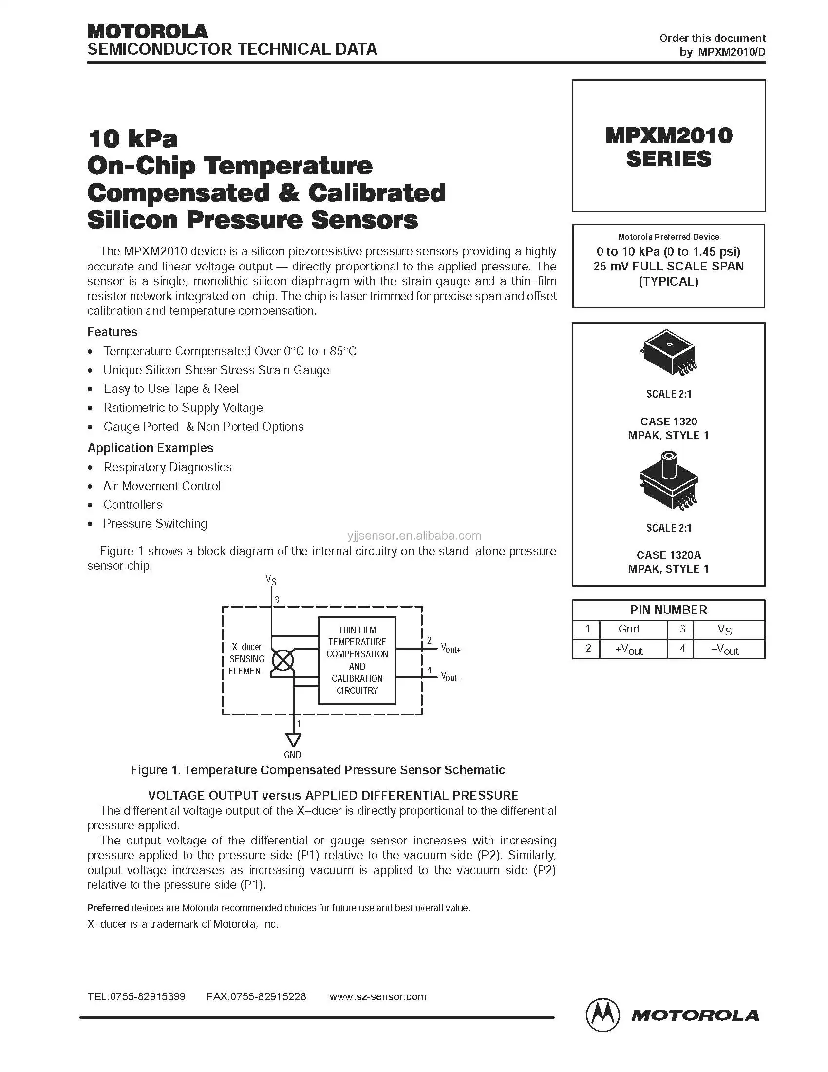 0~10kpa Integrated Pressure Sensor Mpxm2010gs - Buy Unique Silicon ...