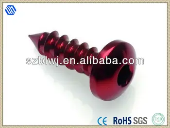 Colored Self Tapping Anodized Aluminum Screws Red- M4.5x13 ( 10mm Head ...