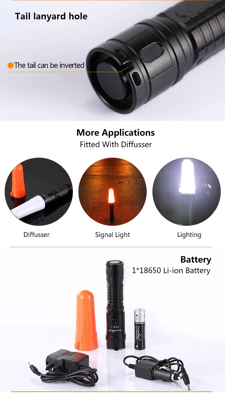 Tactical Led Flashlight 5 Modes Waterproof 1000 Lumens Tactical ...