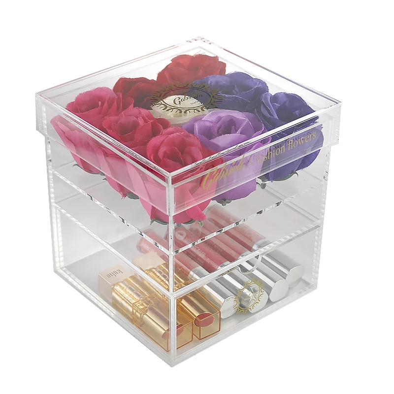 Wholesale Custom Cube Crystal Clear Acrylic Flowers Box,Flower Shop ...