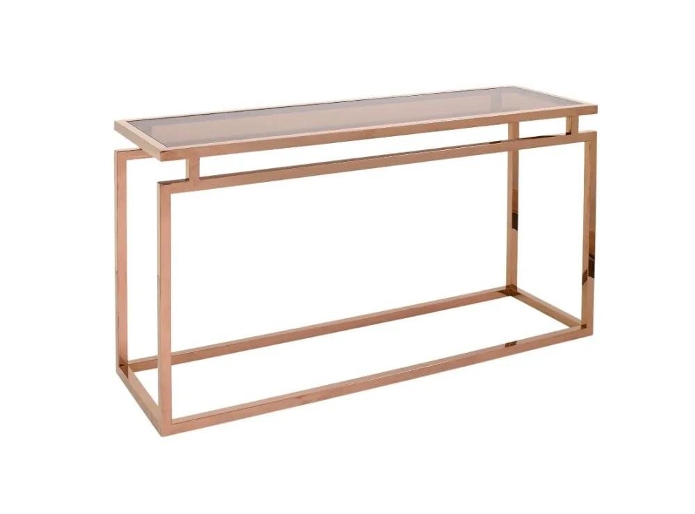 Hotel Console Table In Rose Gold Finish - Buy Metal Console Table,Glass ...