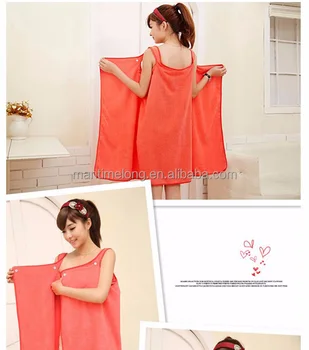 Women Bath Towel Wearable Microfiber Fabric Beach Towel Rose Red Soft Wrap Skirt Towels Super ...