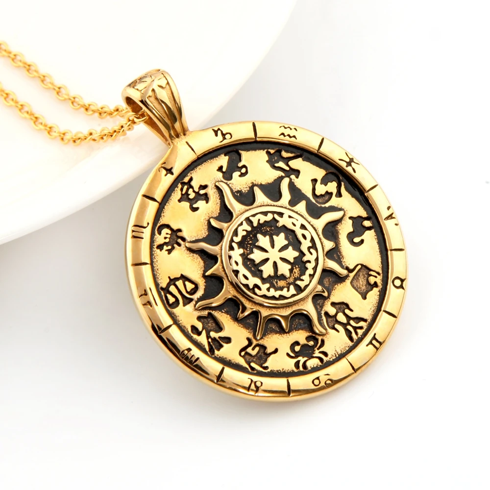 12 Constellations Therapy Product Stainless Steel Zodiac Compass ...