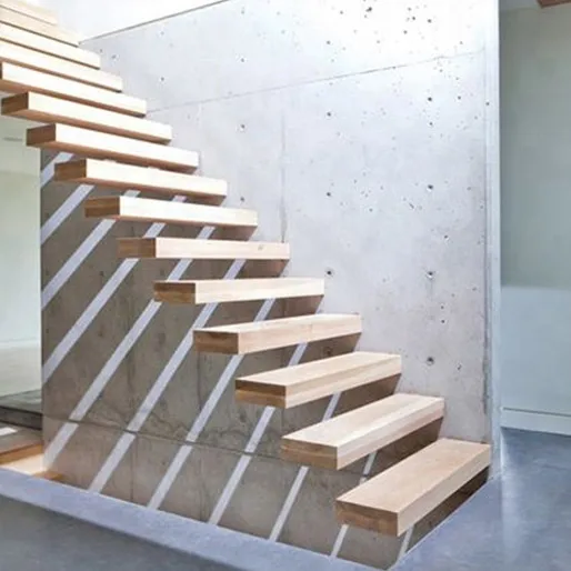 Enter Wall Type Stair/hidden Cantilever Stair/with Glass Step & Wood ...