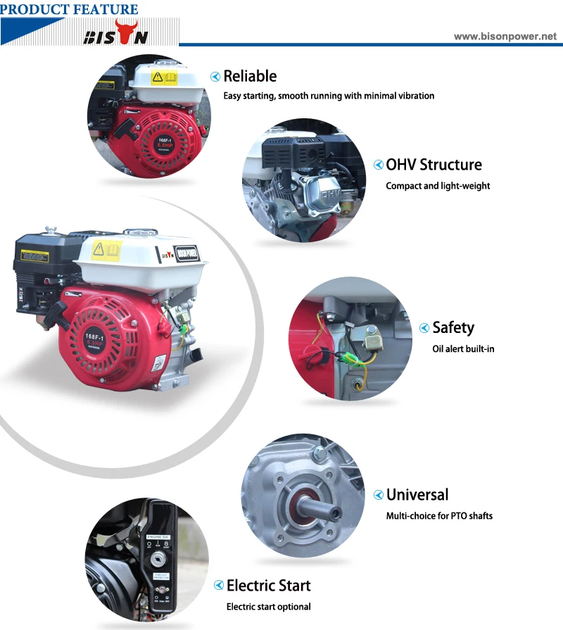 Bison(china) Ohv 168f-1 Honda Gasoline Engine 6.5hp 200 168f1 Motor ...