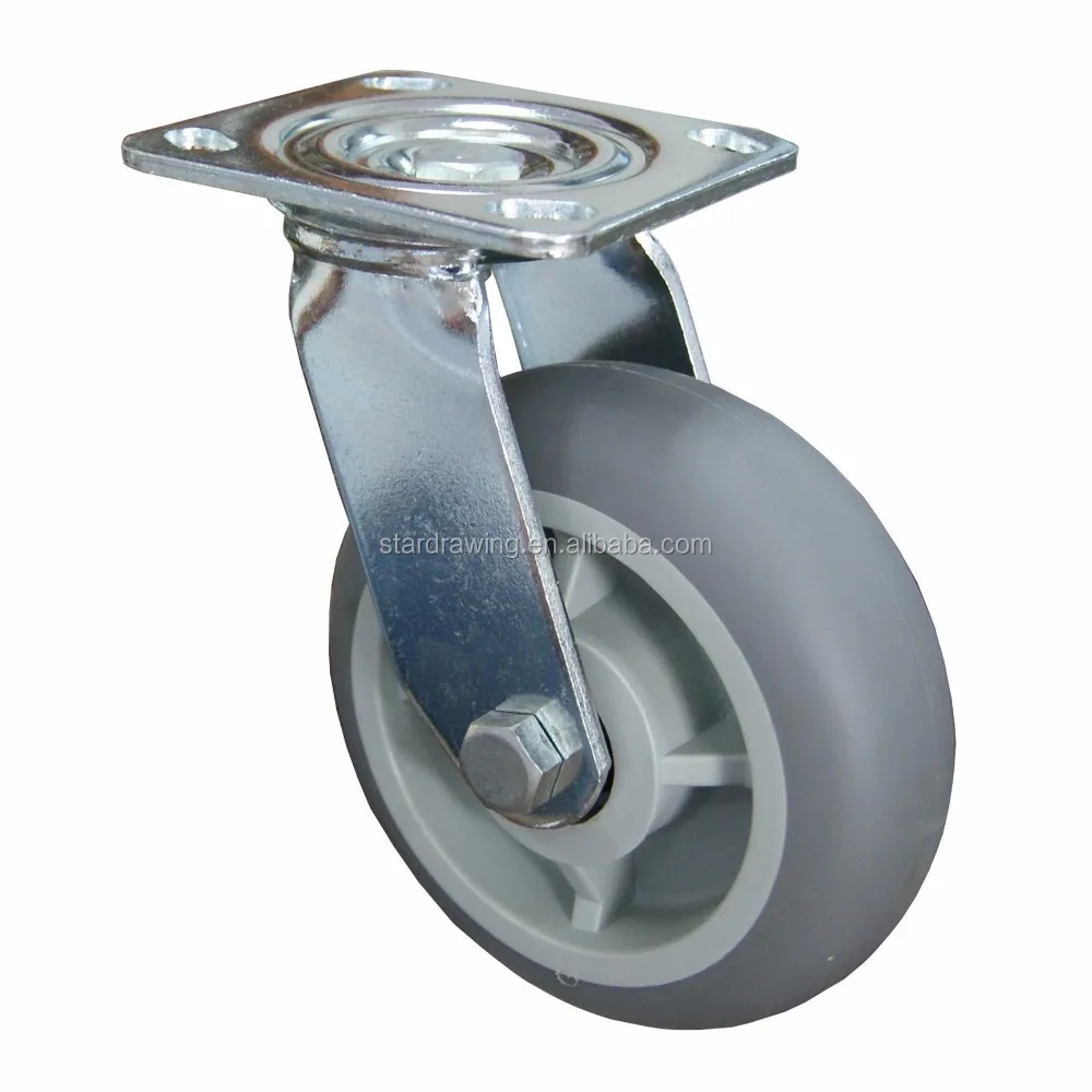 SS TPR Wheels Caster Heavy Duty with Brake 4 5 6 8 Inch Grey