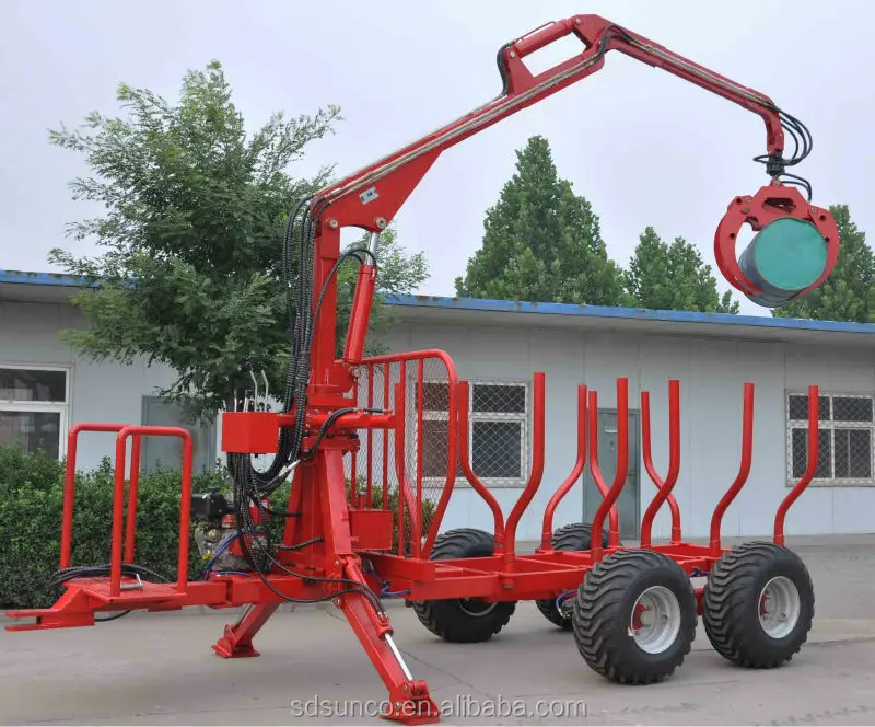 Tractor Hydraulic Logs Trailer with Crane - Multifunctional