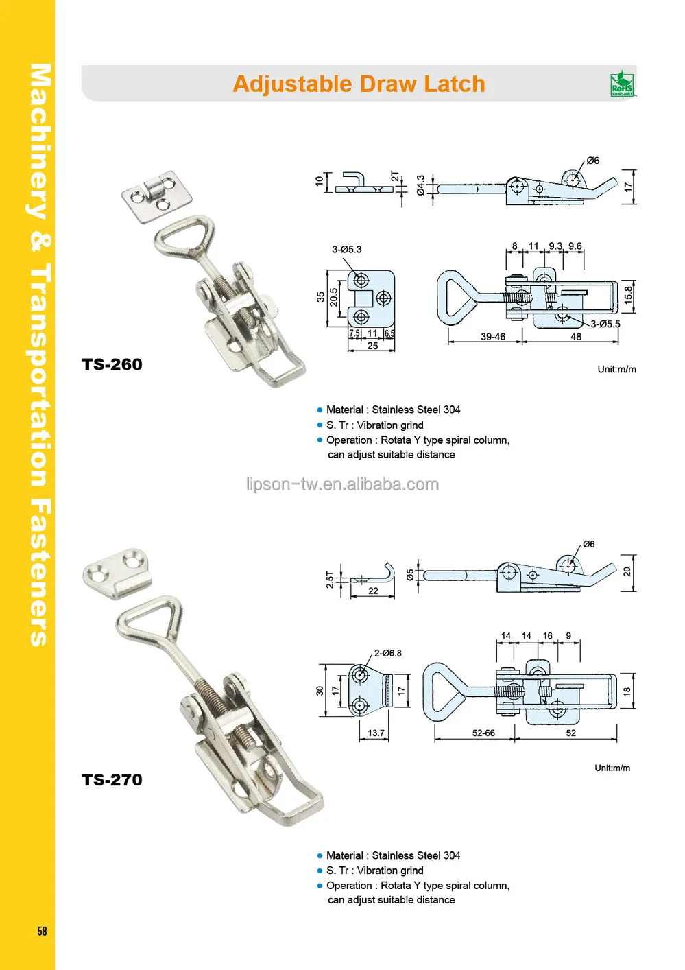 Ts-270-sus Toolbox Stainless Steel Compression Adjustable Draw Toggle ...