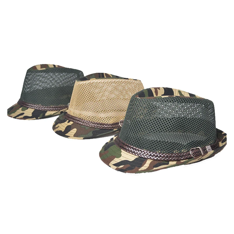 Army Camo Air-vents Mesh Fedora Hat With Braid - Buy Camouflage Fedora ...