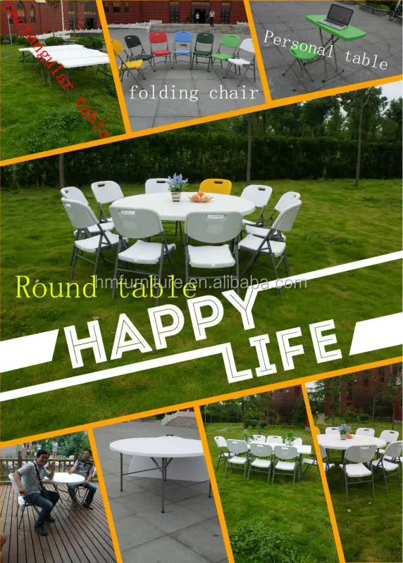60 Inch Plastic Folding Round Table For 8 Seats For Outdoor Use From ...