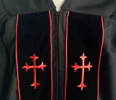 Custom Black Clergy Robe With Embroidered Cross - Buy Clergy Robe ...