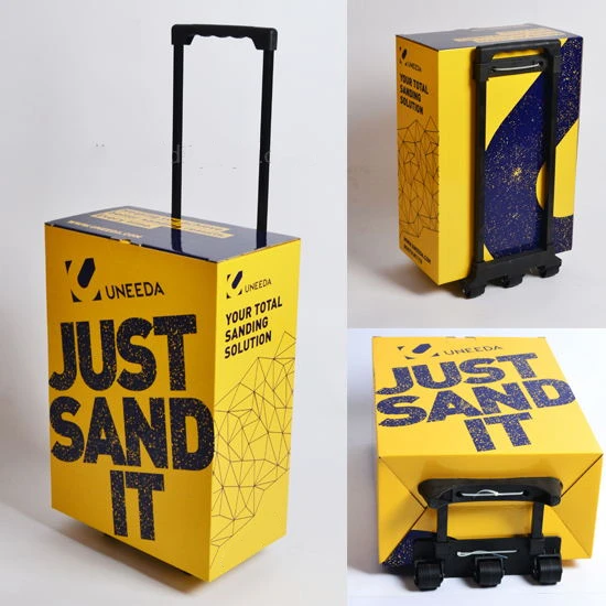 Exhibition Cardboard Trolley Boxes Bags With Plastic Wheels Handles ...