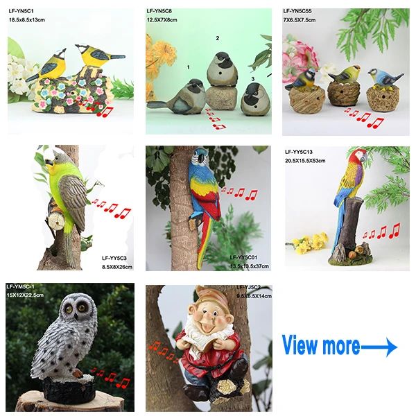Outdoor Statue Garden Decor Motion Sensor Bird Figurines