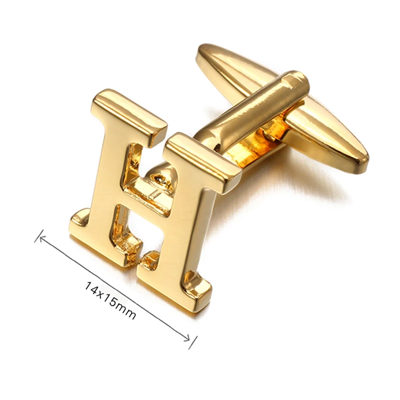 Cheap Alphabet Letter H Cufflinks For Men High Quality Gold/silver ...