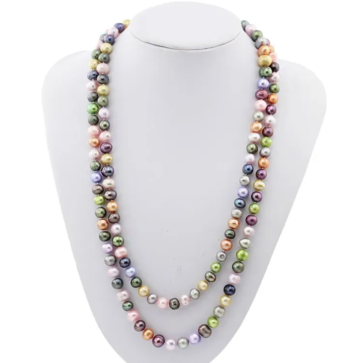 Wholesale Pearl Necklace 8 9mm Potato A Colorful Long Inch Natural