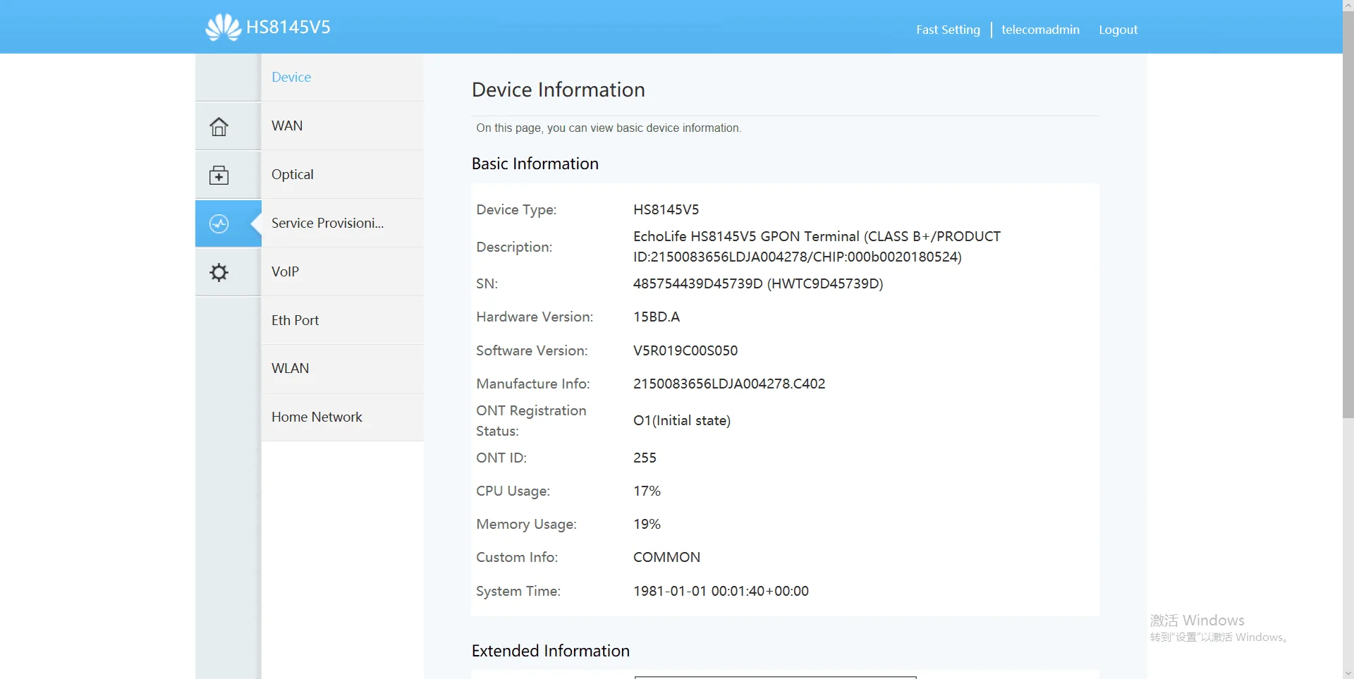 Huawei Echolife Hs8145 Hs8145v5 Eg8145v5 Onu Gpon Wireless Router 4ge ...