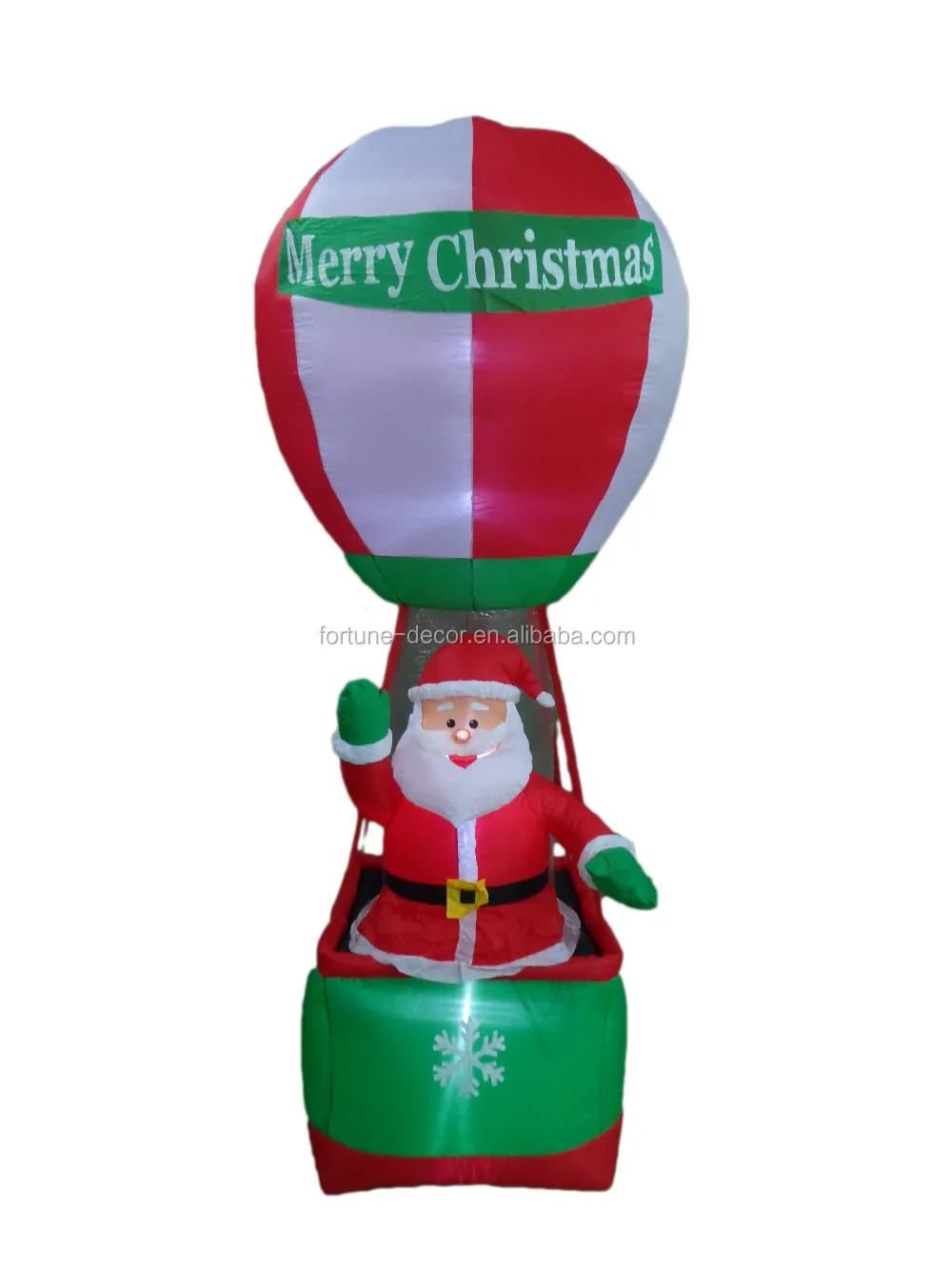 270cm/9ft Inflatable Toy Santa Claus On A Green Hot Air Ballon With ...