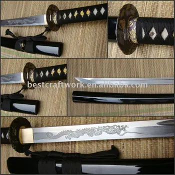 Handmade Dragon Engraving Folded Samurai Sword - Buy Folded Samurai ...