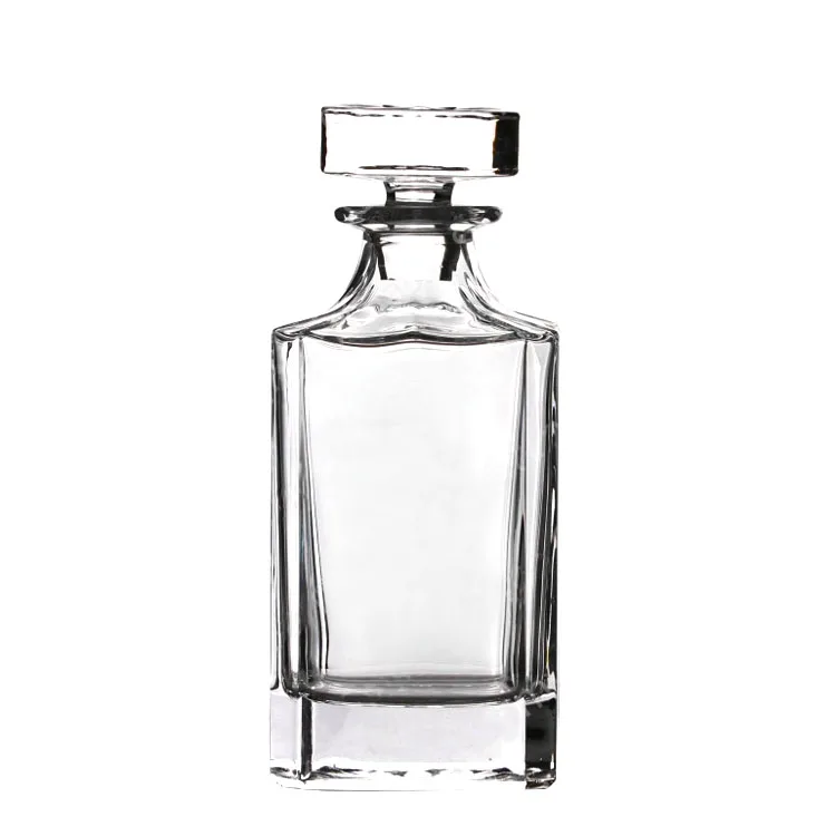 Clear Heavy Square Base Glass Decanter Whiskey Bottle Whiskey Decanter ...