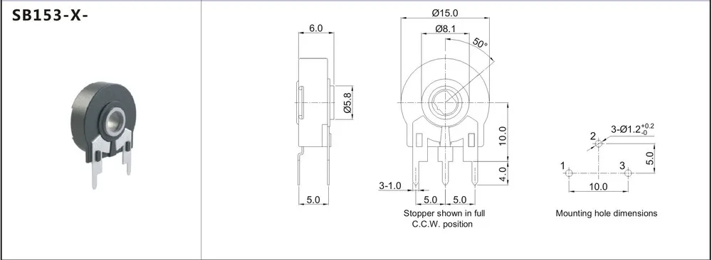 Pt15 Trimmer Potentiometer Piher Acp Trimpot B100k - Buy 15mm Spain ...