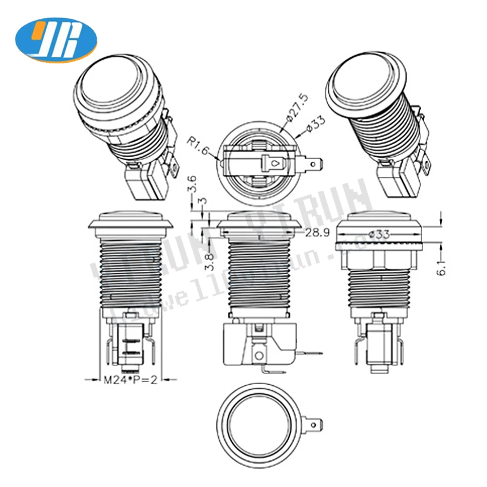 33mm Arcade Push Button 5v 12v Chrome Gold Taster Beleuchtete Taste ...
