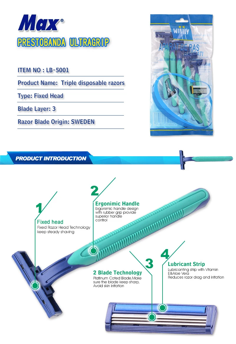 Blue Handle Disposable Straight Razor One Time Razor - Buy Straight ...