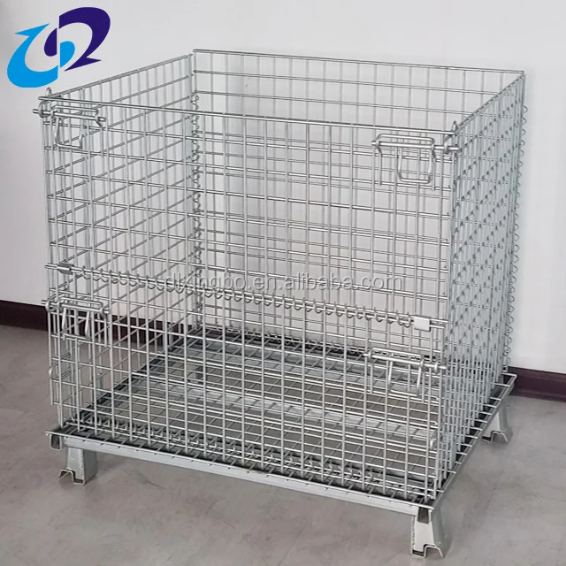 Warehouse Storage Heavy Duty Collapsible Stacking Wire Mesh Basket With ...