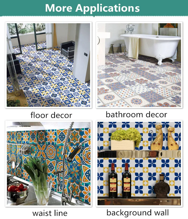 European Retro Flower Kitchen Removable Ceramic Tile Stickers - Buy ...