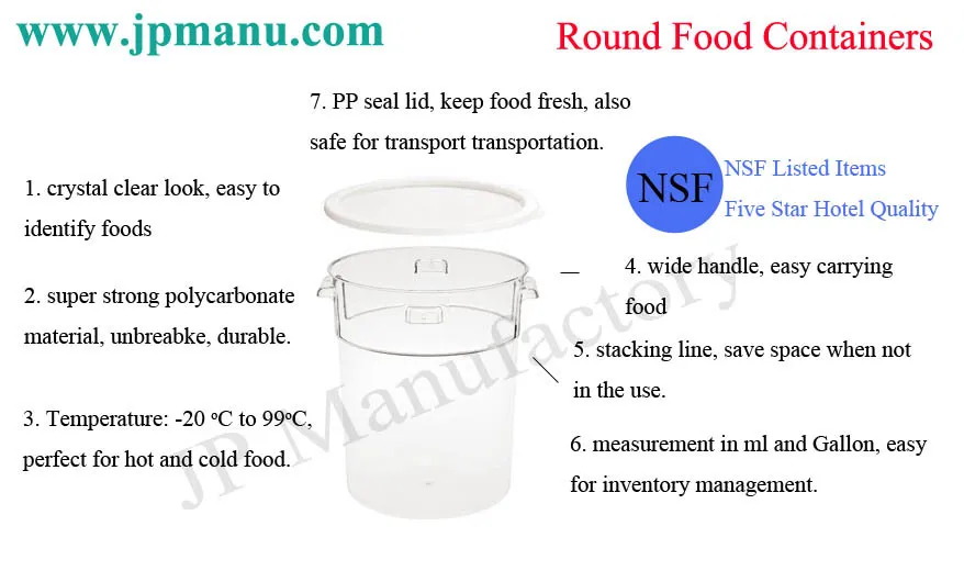 Clear Plastic Round Storage Container 15L - NSF Approved Polycarbonate ...