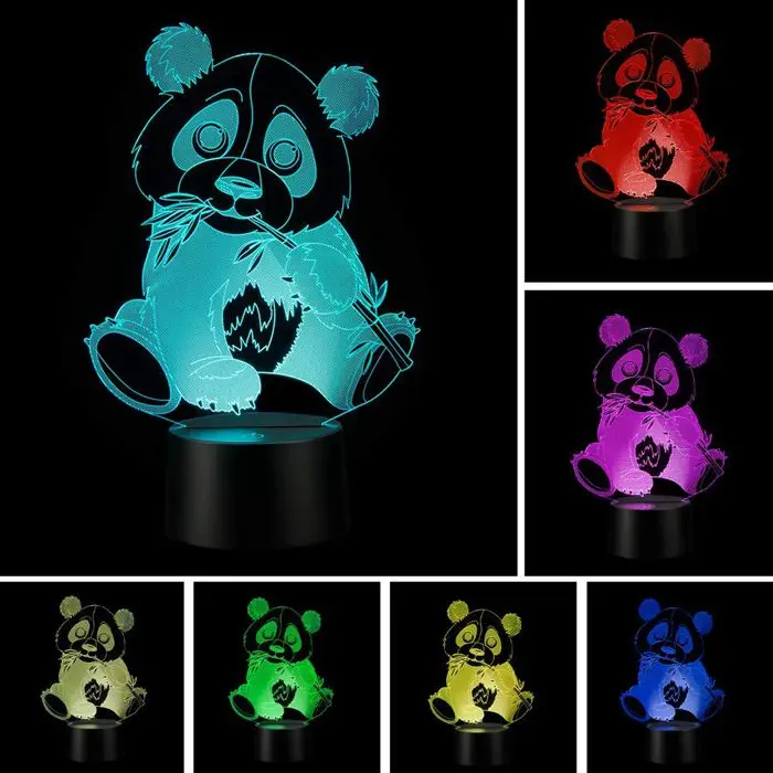 3d Lamp Panda Led Night Light Panda Bamboo Lamp Leaf Touch 7 Color ...