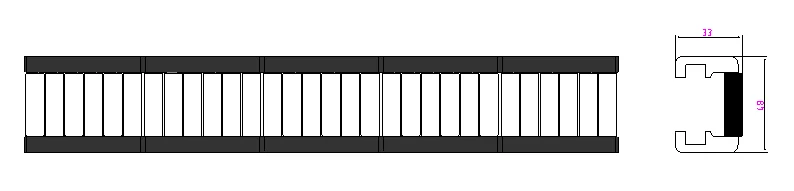 Conveyor Side Roller Guide Rail - Standard Length 293mm