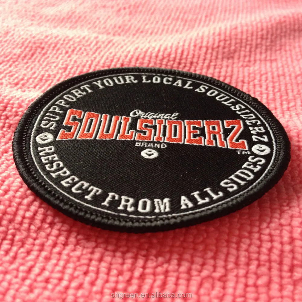 Customized Logo Merrow Border Woven Patch For Hats,Sewing On Woven ...
