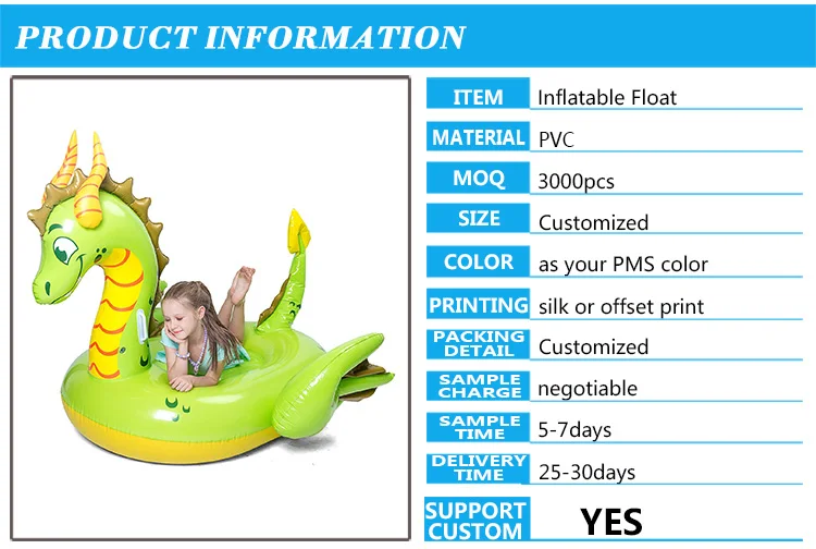 Heavy Duty Vinyl Inflatable Dragon Pool Float - Customizable Water ...