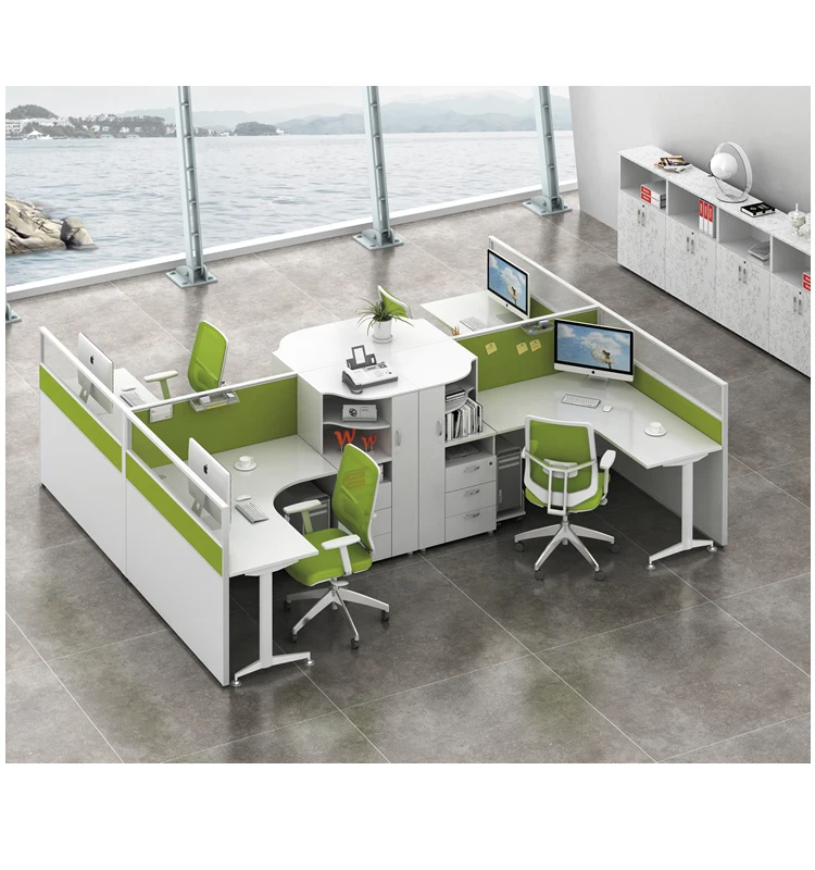 Shenzhen Custom 3-Seater Office Workstation - 120 Degree Partition