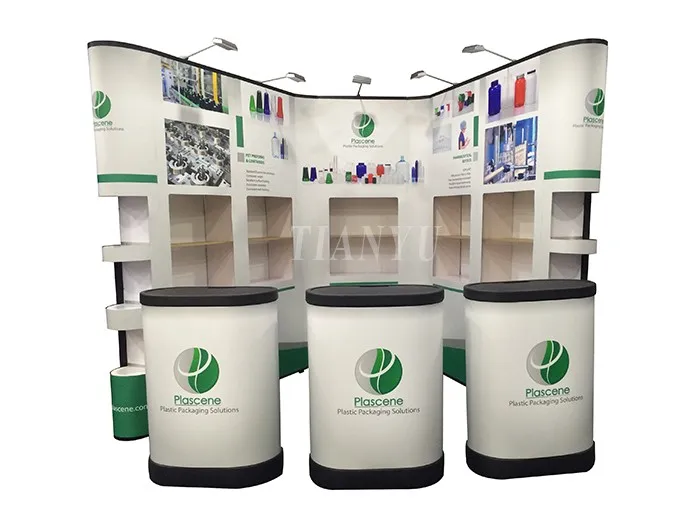 Portable Free Standing Trade Show Exhibition Booth With Shelves - Buy ...