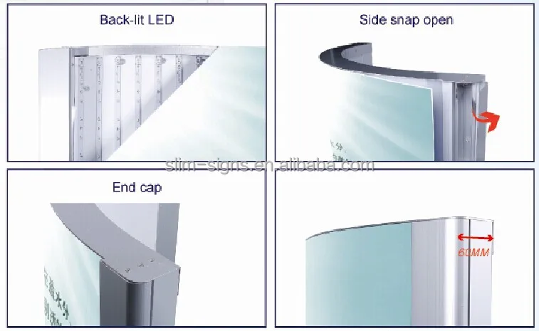 Edge-lit Curved Front Lightbox - Wall Mounted LED Display