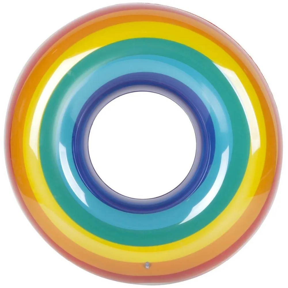 Summer Colorful Printing Inflatable Rainbow Swim Ring Pool Float Toy ...