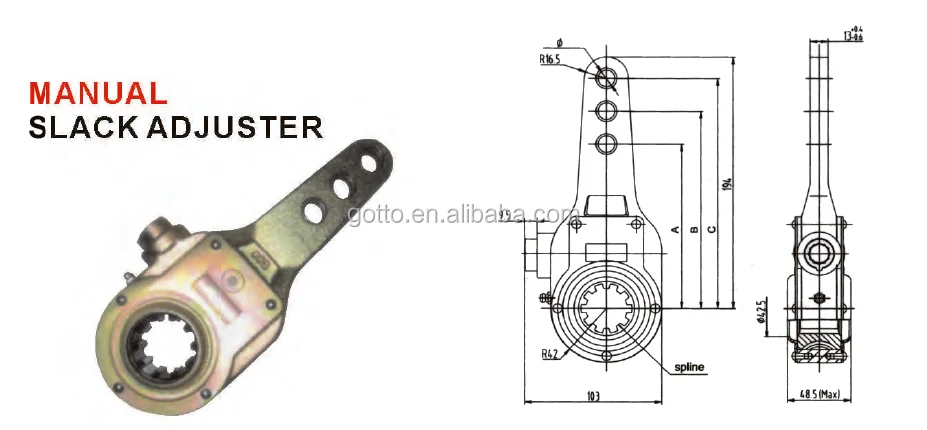 Auto Parts Manual Slack Adjuster For Heavy Duty Trucks Kn44071(3 Holes ...