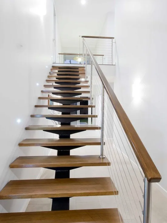 Modern Design Single Beam Staircase With Solid Wood Stair Tread And ...