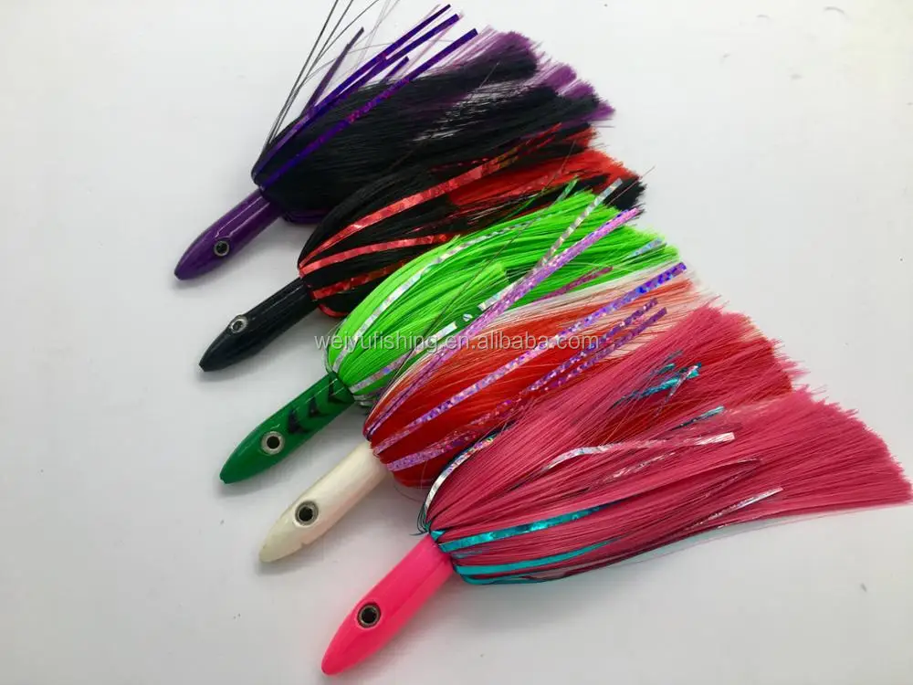 Color Painted Bullet Lead Islander Lure Nylon Hair Salt Water Fishing ...