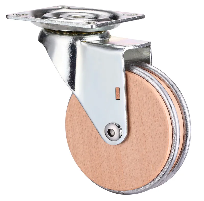 New Design 75mm Wood Wheel Furniture Antique Caster With Chrome-plated ...