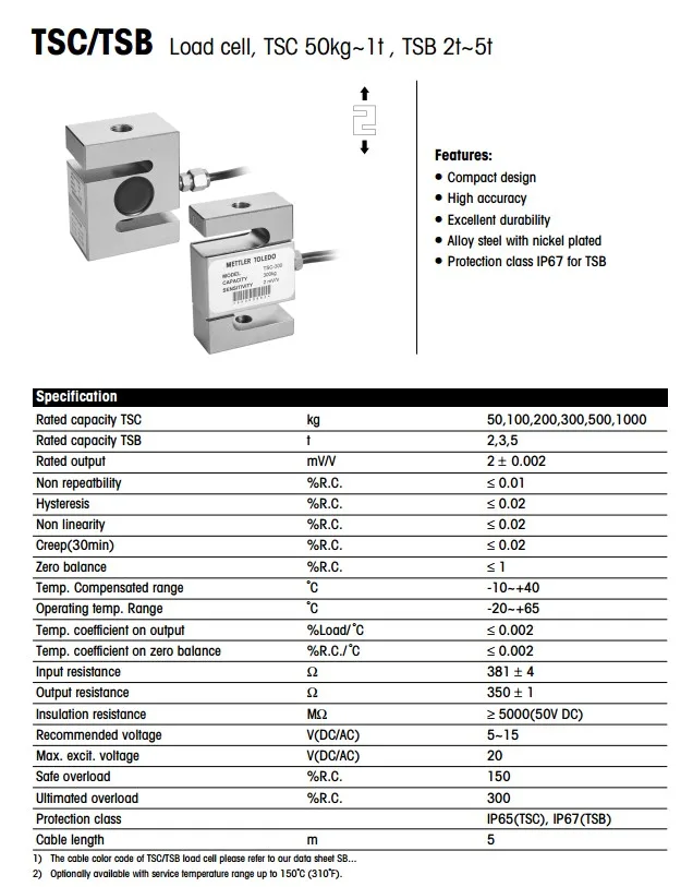 S Type Load Cell Sensor Tsc Tsb 50 100 200 300 500 1000 2000 Kg - Buy ...