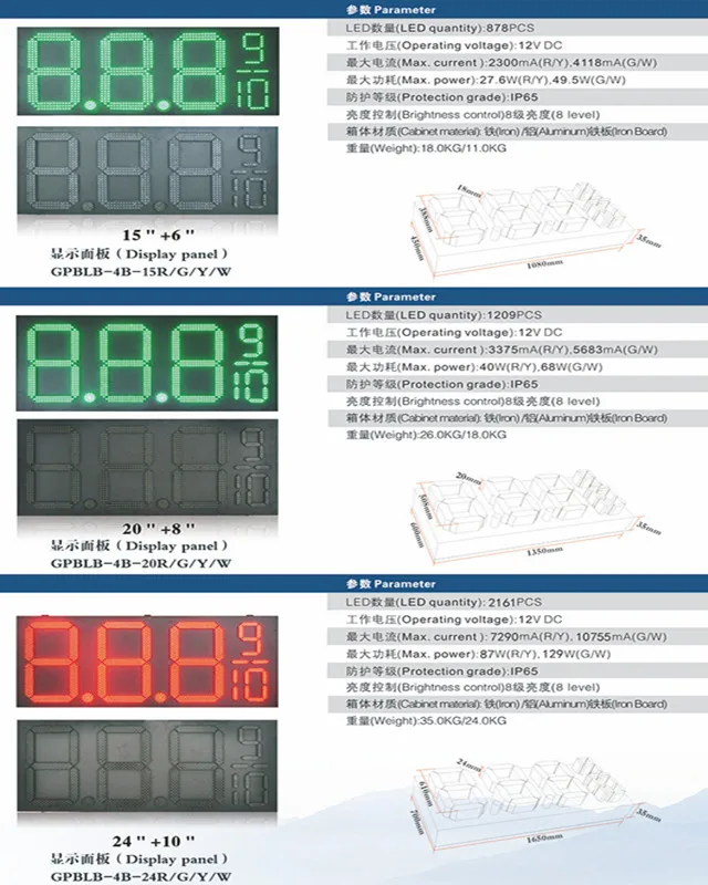 Gas Station Billboard Signs/ Gas Station Led Price Display/ 7 Segment ...