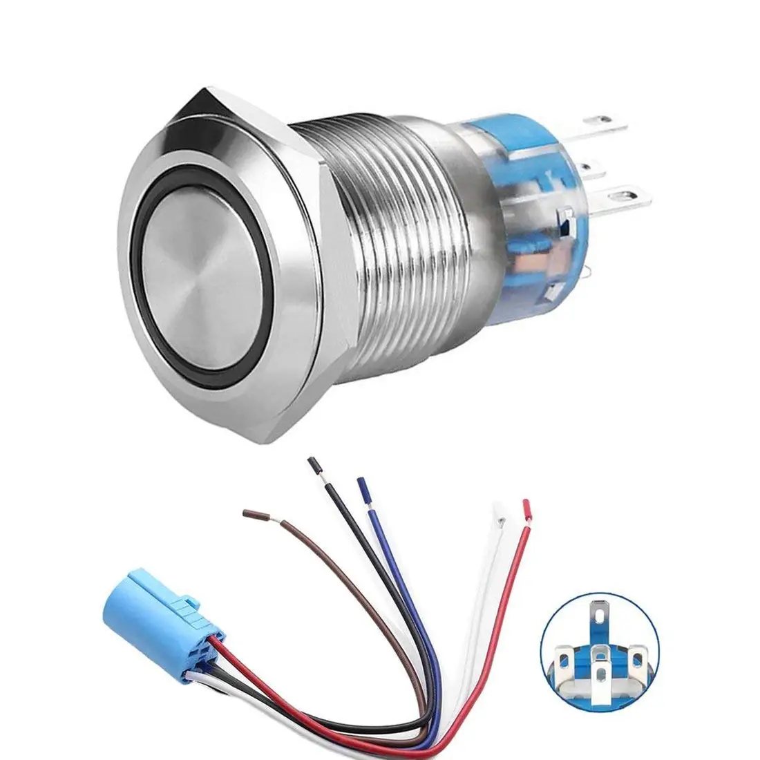 Waterproof Ip67 19mm 2 Bi-color Dual Color Illuminated Latching 24v ...