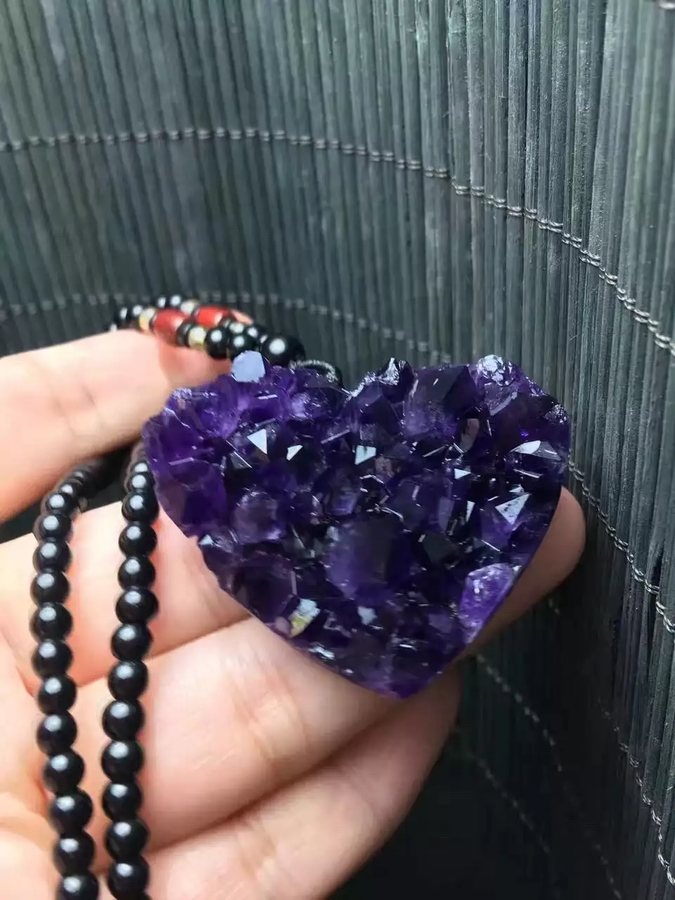 Natural Heart-shaped Amethyst Geode Piece Purple Quartz Rock Crystal ...