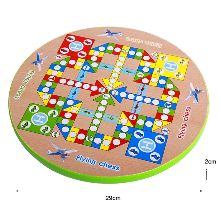 Educational Table Game Checkers Aeroplane Chinese Wooden Flying Chess Board