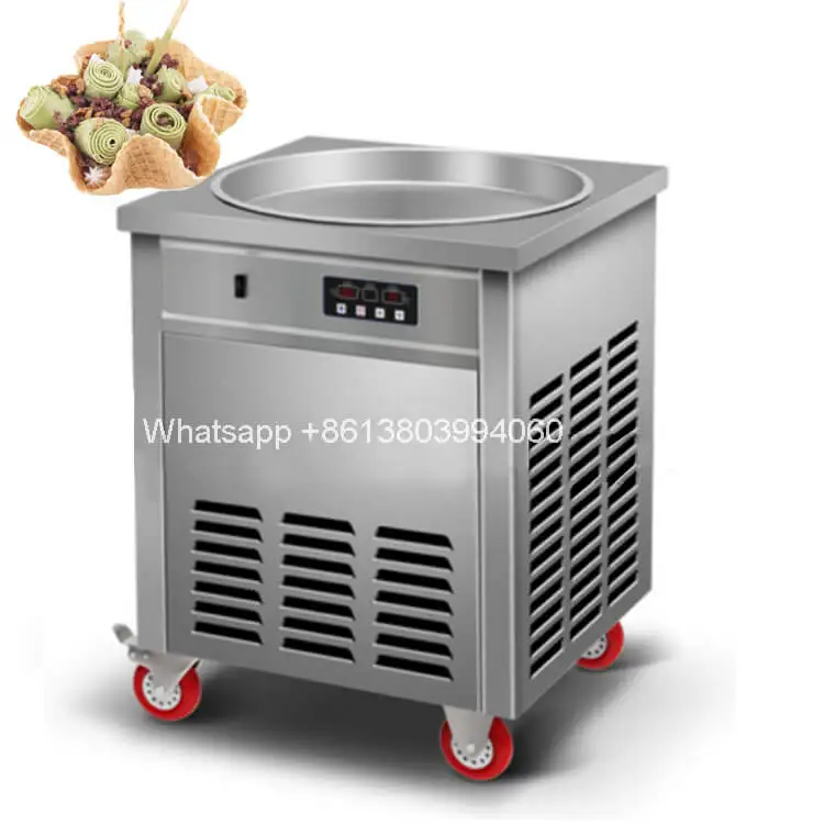 Stainless Steel 110v Single Square Cold Plate Ice Cream Roll Maker