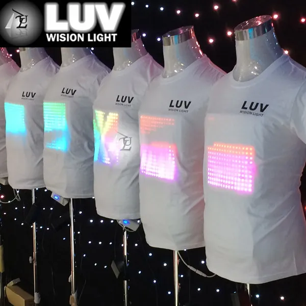 Led Display T-shirt Electronic Music Flashing Voice Control T-shirt ...